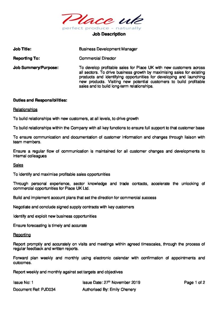 Job Description - Place UK
